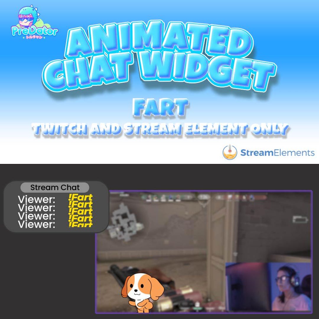 Animated Fart Twitch Chat Widget: Streamelements Overlay (GIF) - Etsy