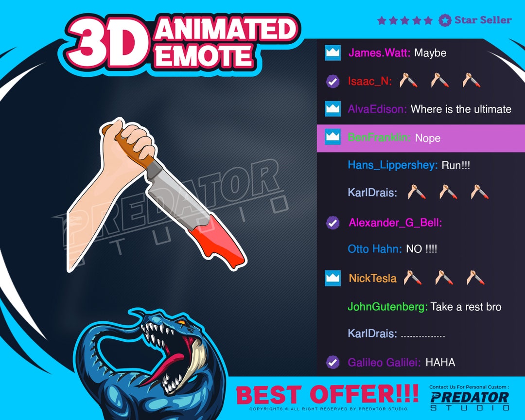 Knife Wielder: Hand Knife 3D Animated Emote for Twitch - Twitch Sub ...