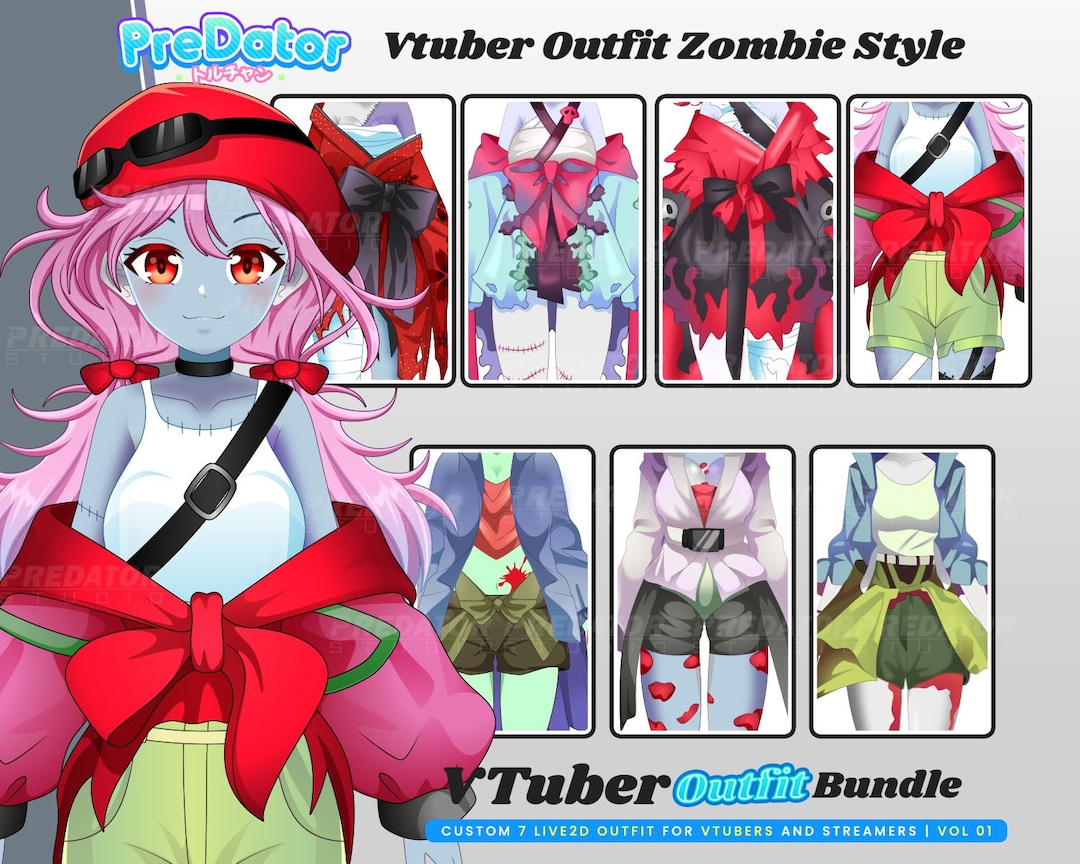Zombie Vtuber Model: 7 Outfits, Hairstyles, Expressions - Fully Rigged ...
