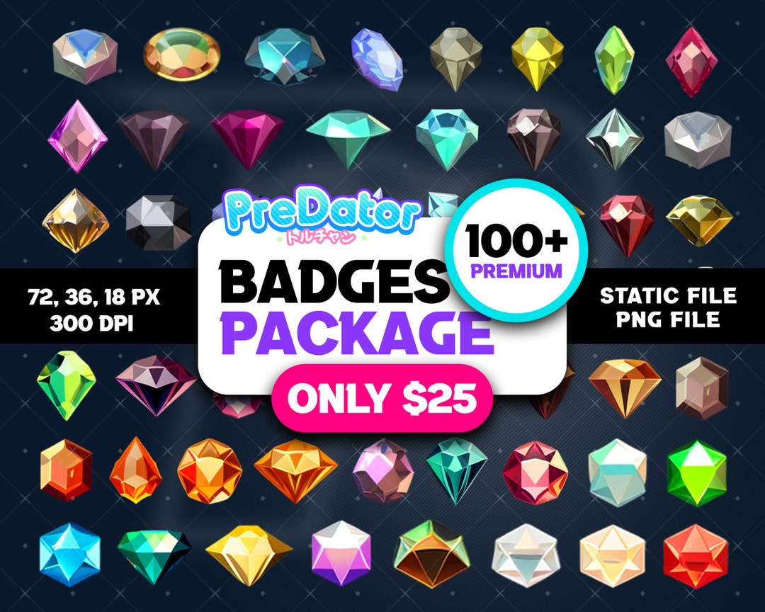 Diamond Elegance: 100+ Badge Packs - Ideal for Twitch Streamers, Gamers ...