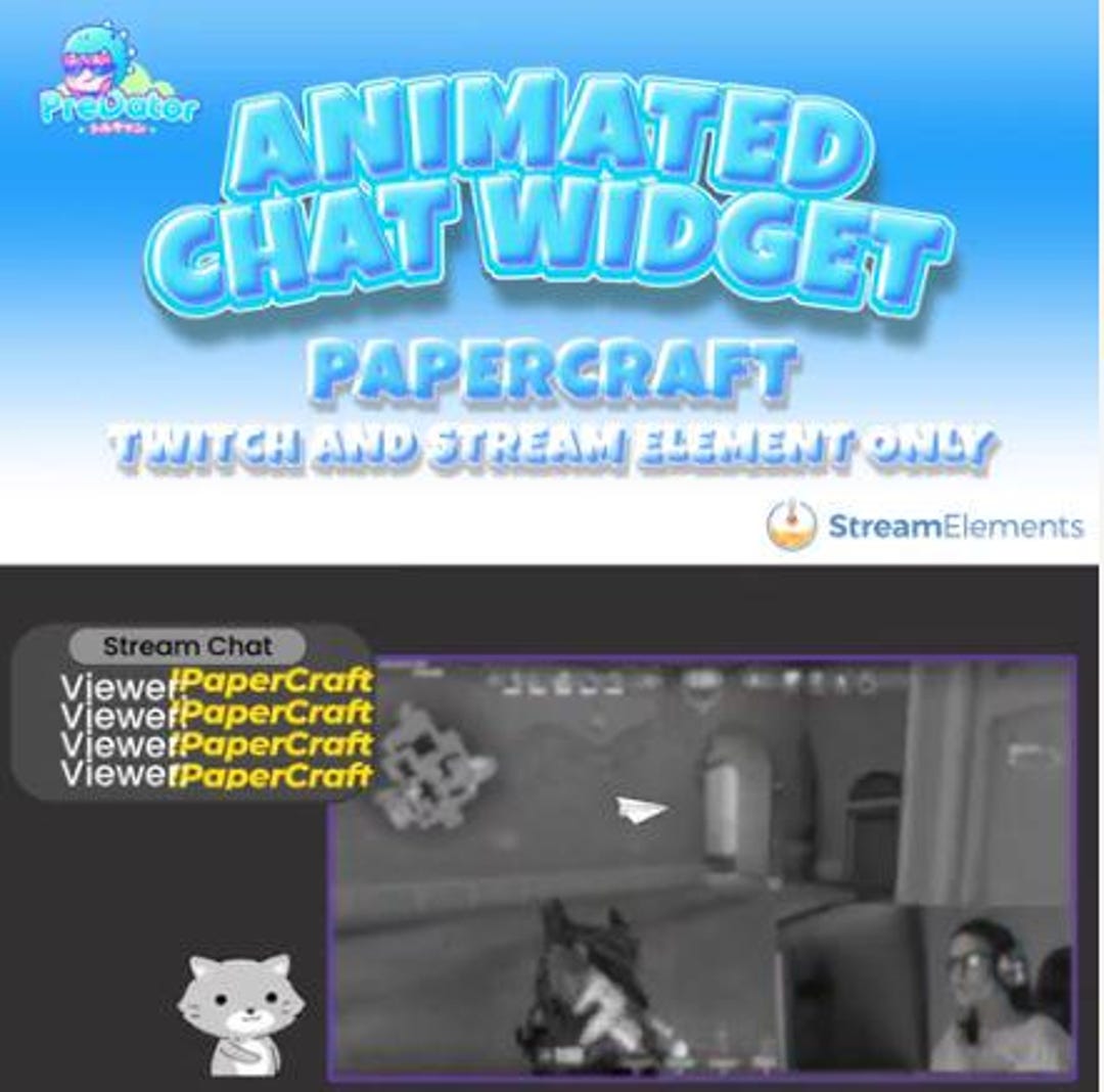 Animated Paper Craft Twitch Chat Widget: Streamelements Overlay - Etsy