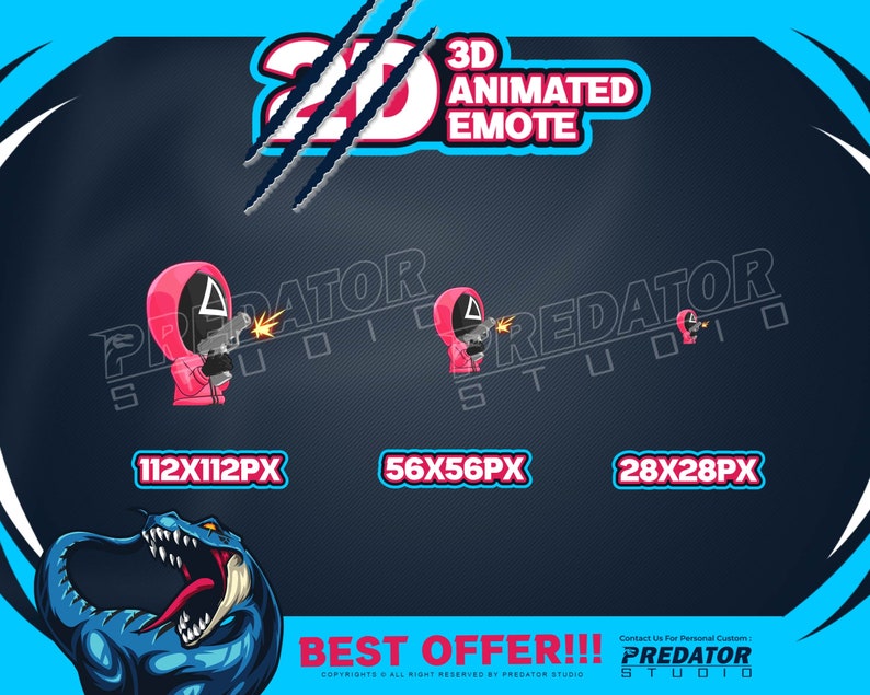 Shoots Squiidegame 3D Animated Emote Gun Emotes Animated - Etsy