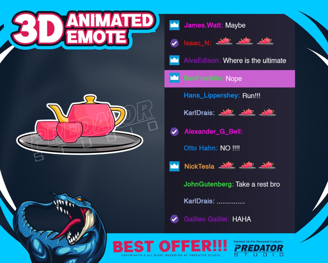 Teapot 3D Animated Emote, Kick Emote, Emotes Commission, Streamer ... Teapot 3D Animated Emote, Kick Emote, Emotes Commission, Streamer ...