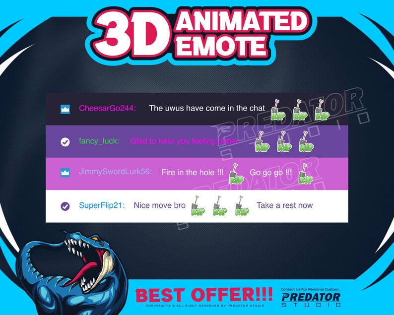 RIP Shovel 3D Animated Emote Unique Emote Custom Twitch - Etsy