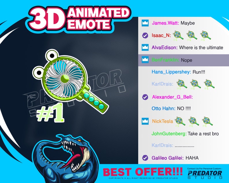3D Animated #1 Fan Emote: Twitch/kick Stream Mascot (GIF/PNG) - Etsy