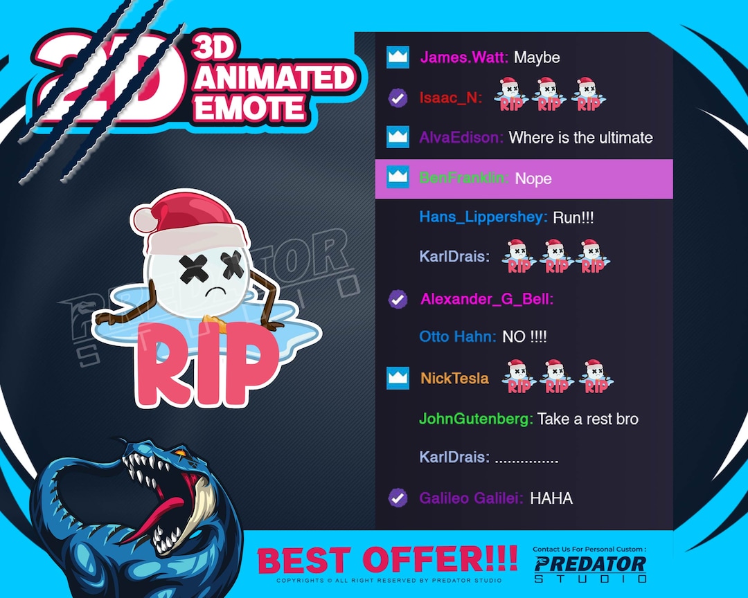 RIP Snowman 3D Animated Emote, Kawaii Emote, Animated Emotes, Christmas ...