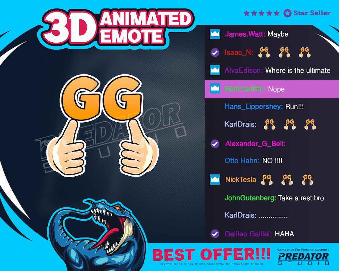 3D Animated Emote, Game Emote, Cute Emotes, Discord Emotes, Twitch Sub ...