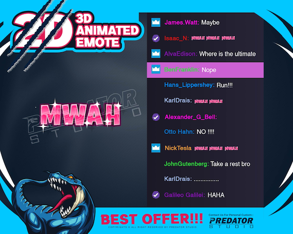 Mwah 3D Animated Text Emote Emote Pink Color Lips Emote 3D - Etsy