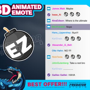 EZ Bomb 3D Animated Emote: Twitch, Discord, Kick Stream - Etsy