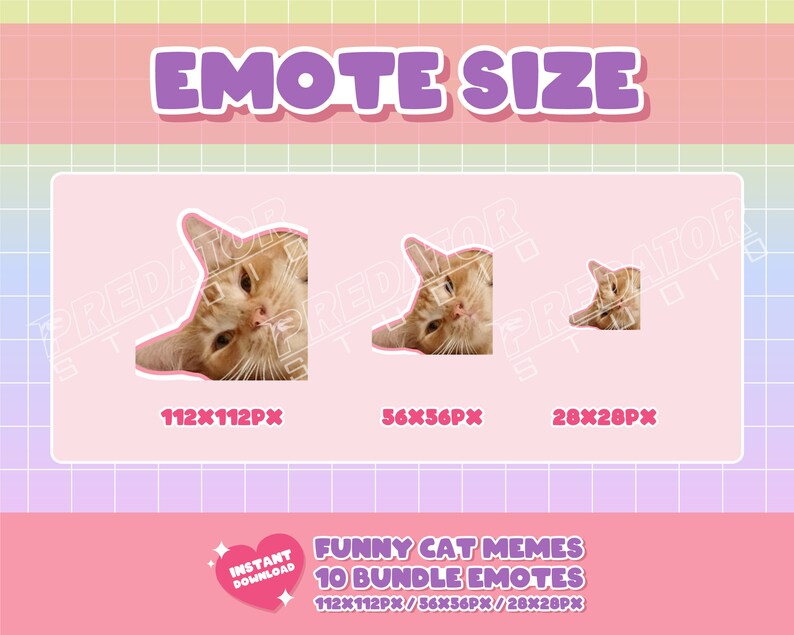 10 Cute Cat Memes Emote Pack 2 Emote Bundle Twitch Cat - Etsy