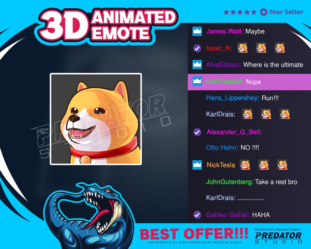 3D Animated Shiba Doge Emote: Twitch & Discord - Etsy