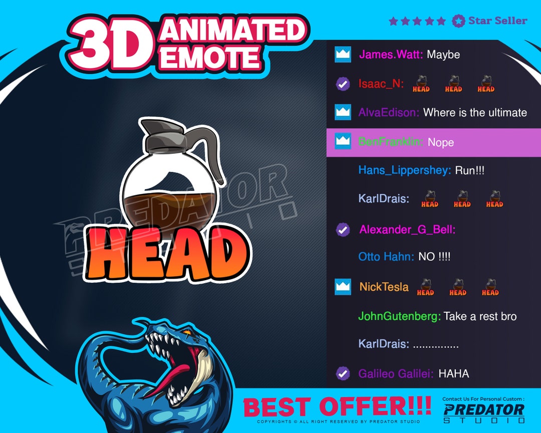 Caffeine Craze Coffee Pot 3D Animated Emote - Twitch Emote Pack, Twitch ...