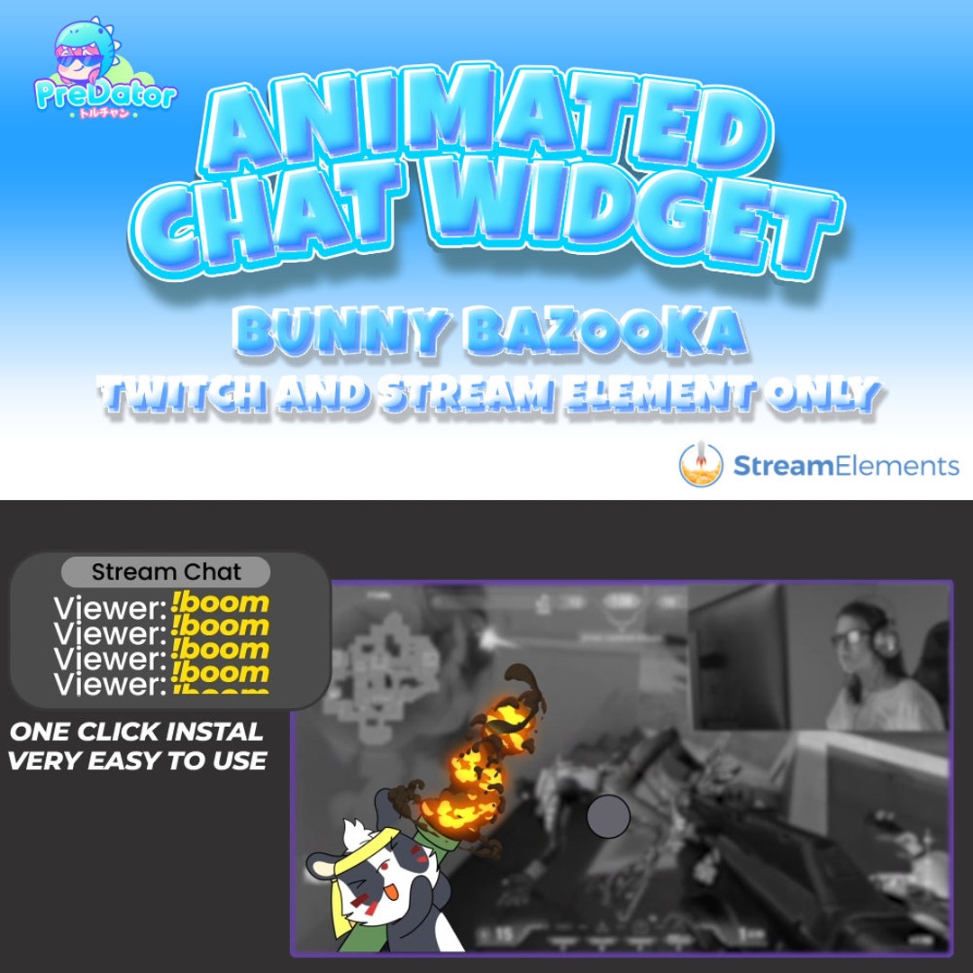 Bunny Bazooka Animated Chat Widget: Twitch Streamelements Overlay - Etsy