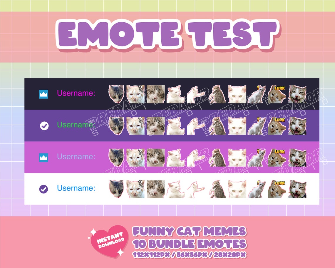 10 Cute Cat Memes Emote Pack 13 Lurk Emotes Cat Emotes - Etsy