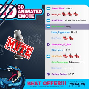 Mute 3D Animated Emote, Text Emotes, Kick Emote, Emote Twitch, Emotes ...
