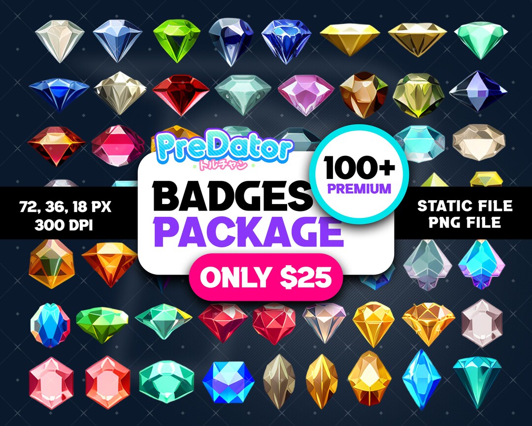 Shine Bright With 100+ Diamond Badges Pack - Perfect for Twitch ...