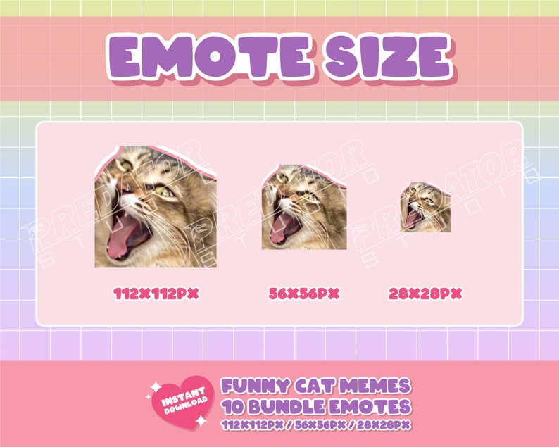 10 Cute Cat Memes Emote Pack 10 Cat Emotes Sad Emote Kitty - Etsy