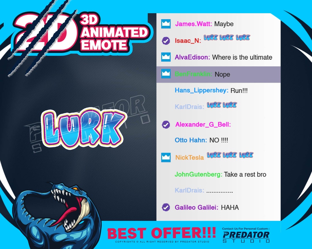 Lurk 3D Animated Text Emote, Emote Commission, Animated Emotes, Discord ...