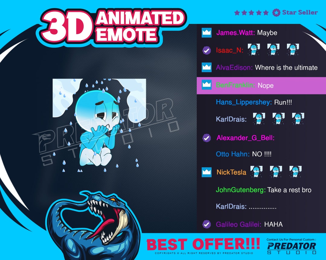 3D Animated Sad Rain Emote: Twitch, Discord, and More - Etsy UK