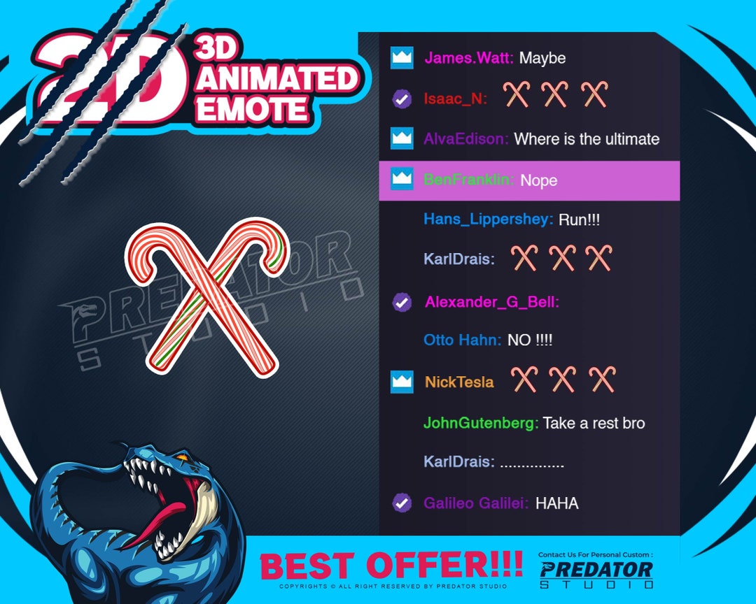 Candy Cane 3D Animated Emote, Kick Emote, Twitch Emotes Chibi ...