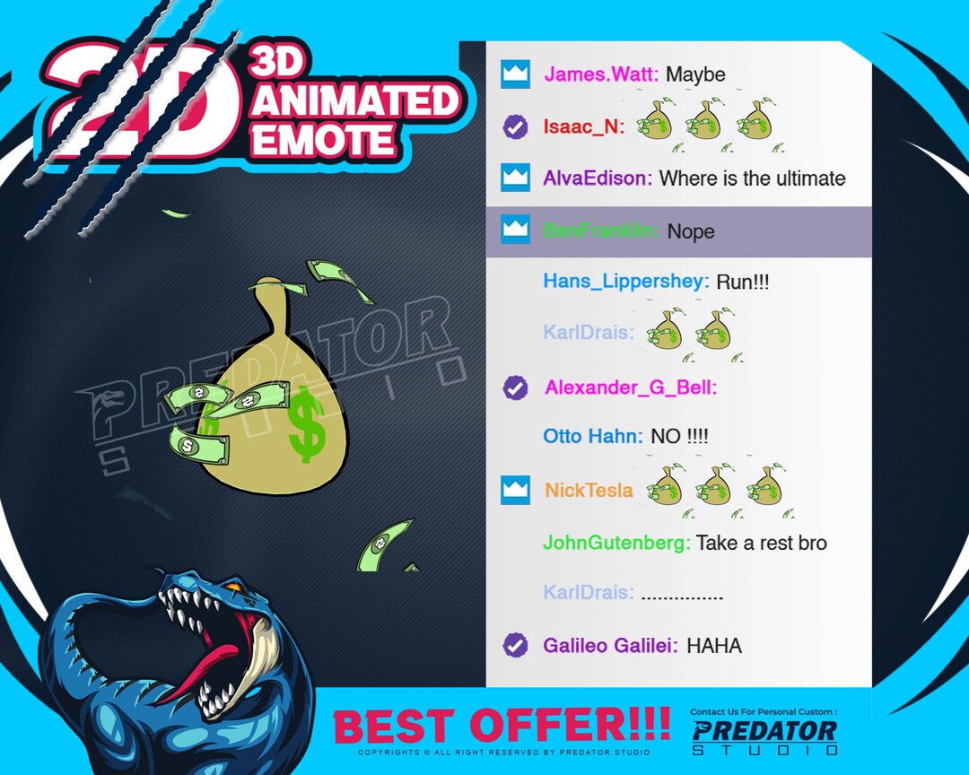 Rich 3D Animated Emote, Twitch Chat Emotes, Kick Emote, Money Emotes ...