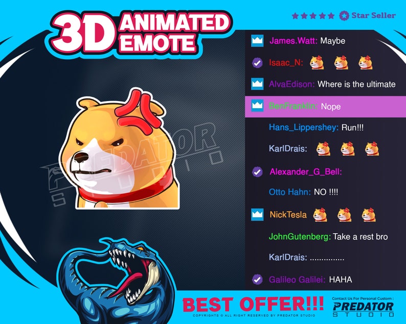 Angry Shiba 3D Animated Emote: Kawaii Gamer Twitch/discord - Etsy