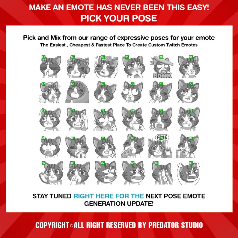 Custom Animal Emotes for Twitch Streams - 10 Emotes in 3 Days - Etsy