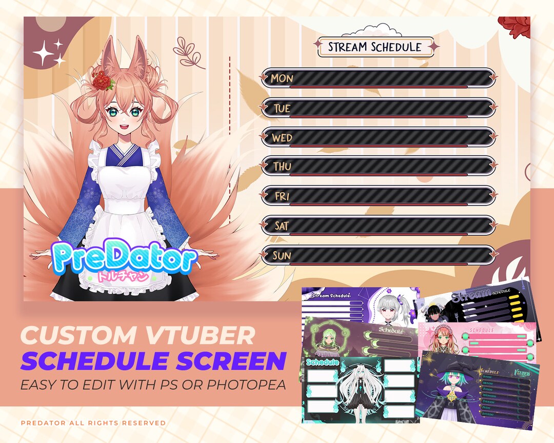 Custom Vtuber Streamer Schedule Screen Design | Vtuber Screen | Stream ...