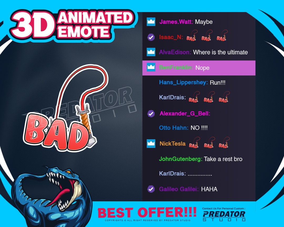 BAD Whip V2 3D Animated Emote, Discord Emote, BAD Emote, Bit Emote ...