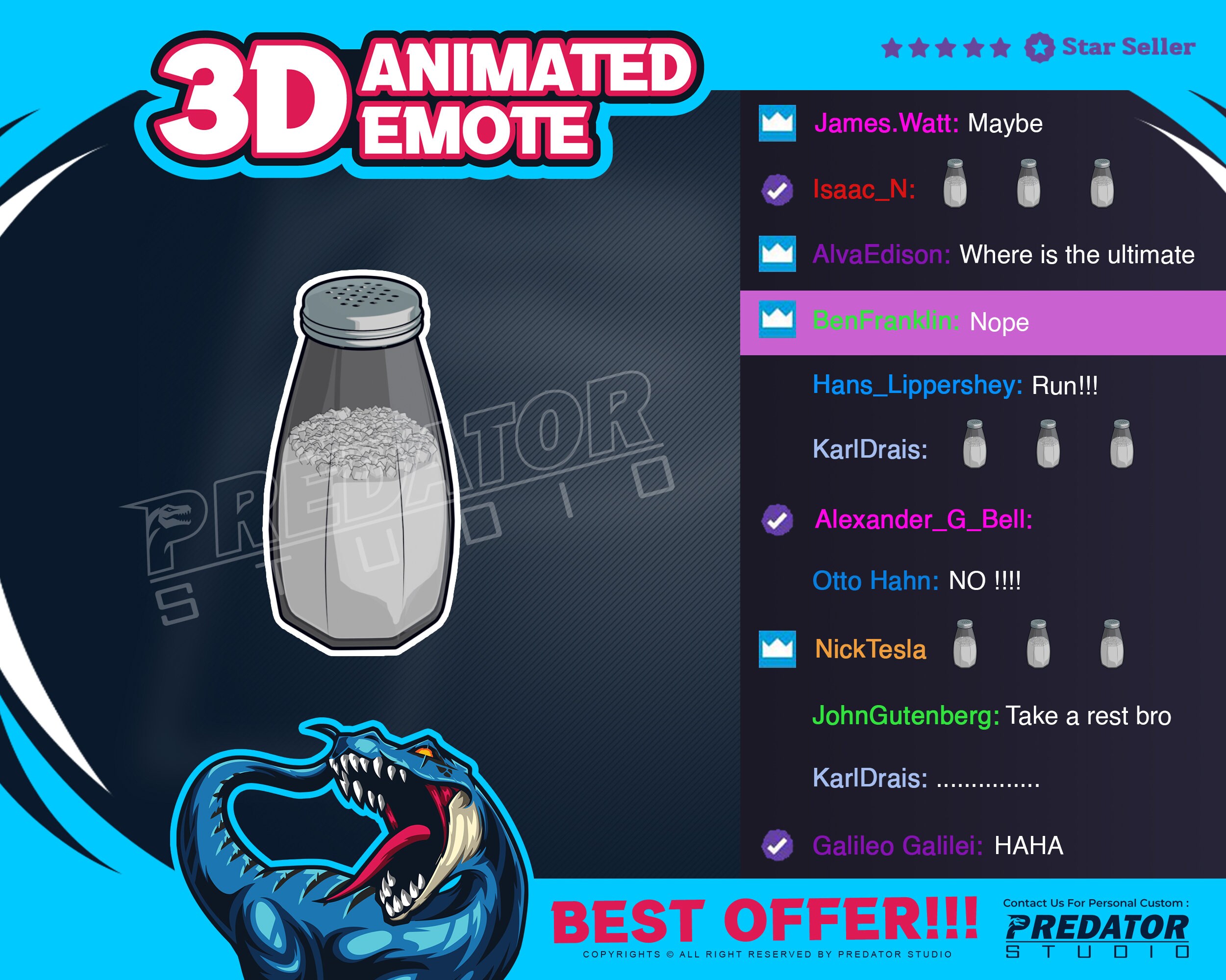 3D Animated Salt Emote: Twitch/kick Stream Emotes - Etsy