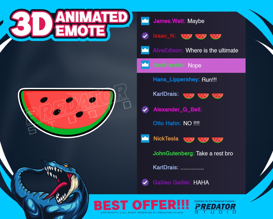 Watermelon 3D Animated Emote, Fruit Emote, Bit Emote, Twitch Emote ...