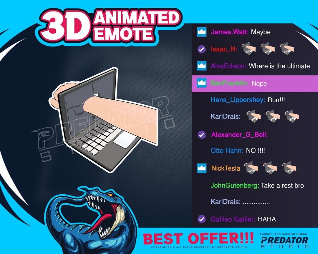 3D Animated Emote, Twitch Emote Pack, Discord Emotes, Kick Emote, Cool ...