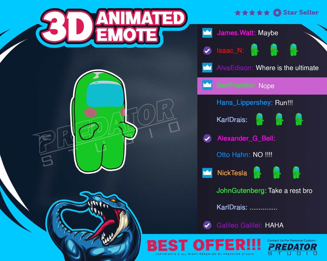 Among Us Blushed 3D Animated Emote for Streaming - Kick Emotes, Cute ...