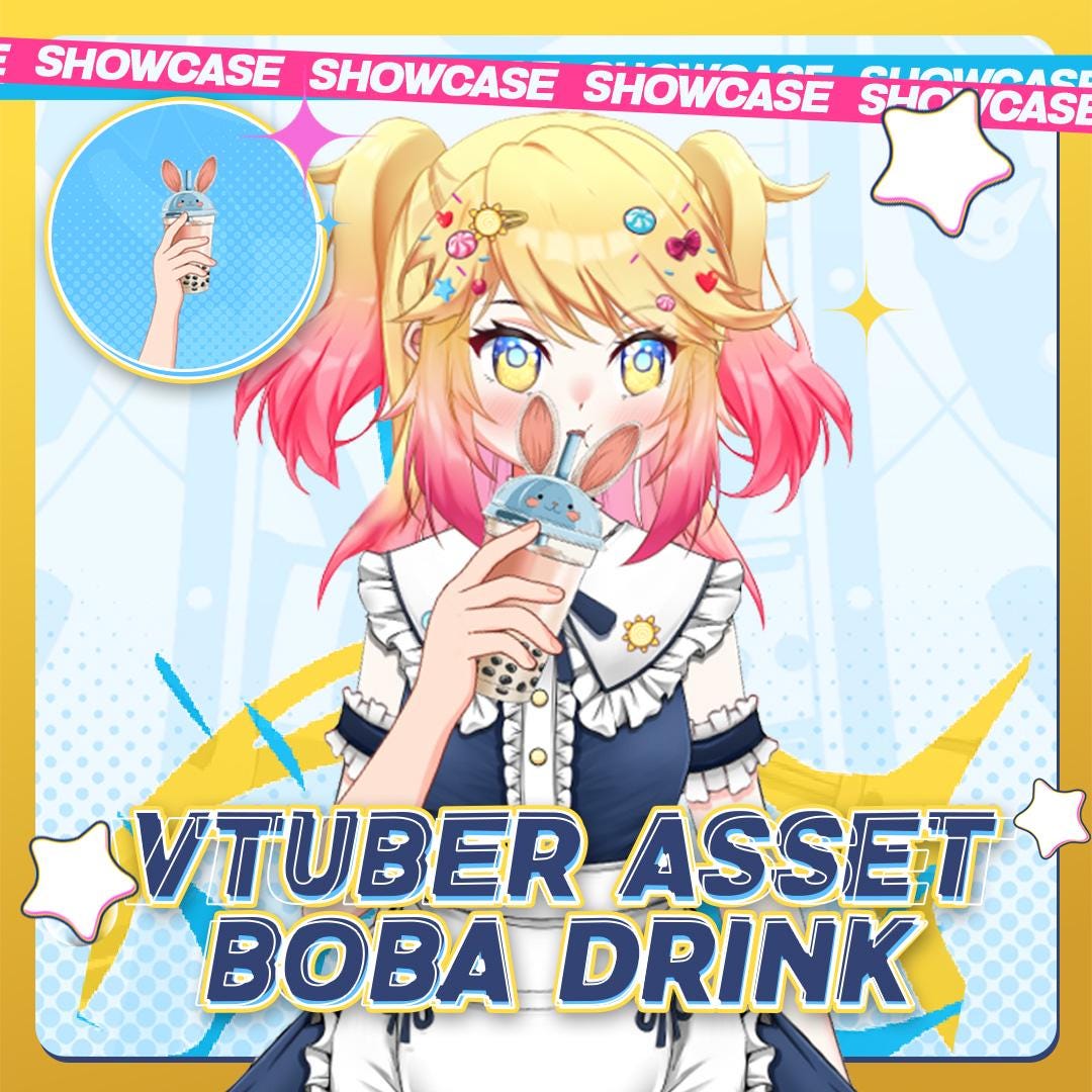 Vtuber Asset Holding Boba Drink | Cute Handheld Bubble Tea for Live2d ...