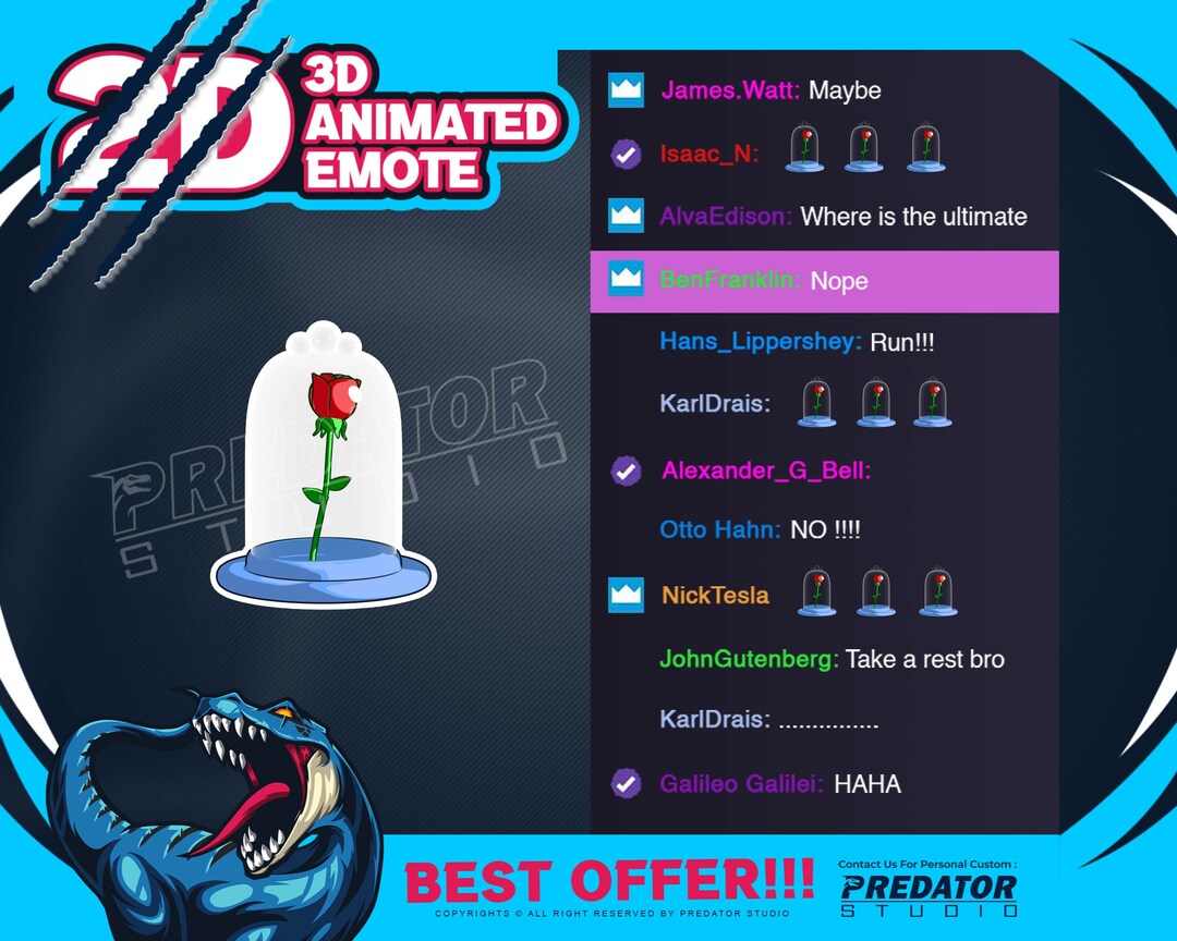 Rose 3D Animated Emote, Twitch Emote, Kick Emote, Emote Commission, Gif ...