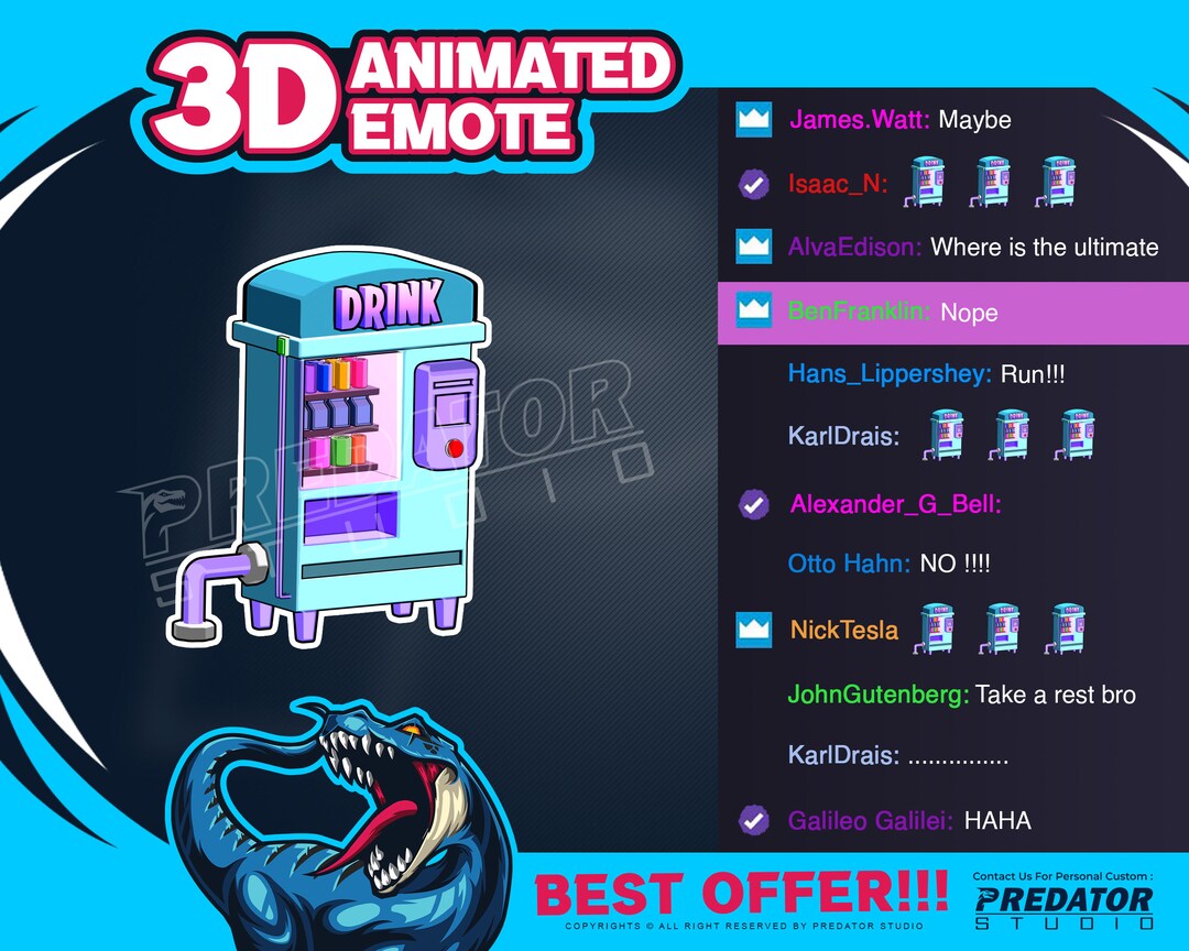 3D Animated Drink Machine Emote: Twitch/discord/kick Gif Emote - Etsy