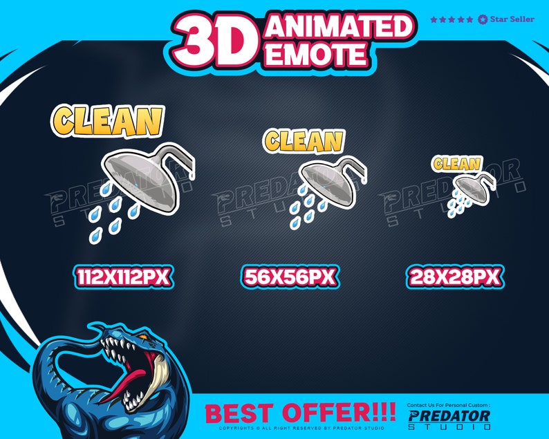 Refreshing Shower 3D Animated Emote for Twitch and Discord - Etsy