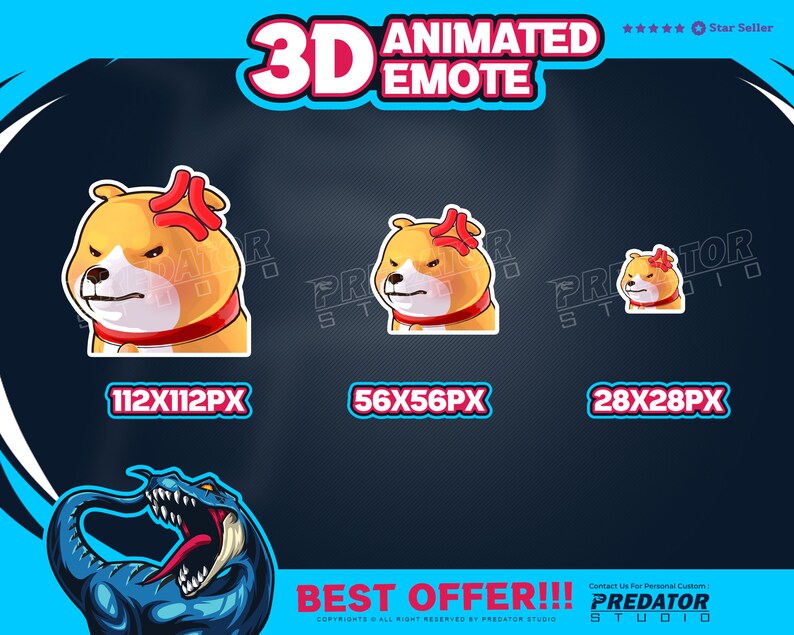 Angry Shiba 3D Animated Emote: Kawaii Gamer Twitch/discord - Etsy