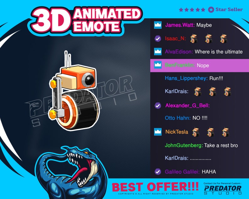 3D Animated Reconnaissance Robot Emote: Twitch, Discord, Kick - Etsy
