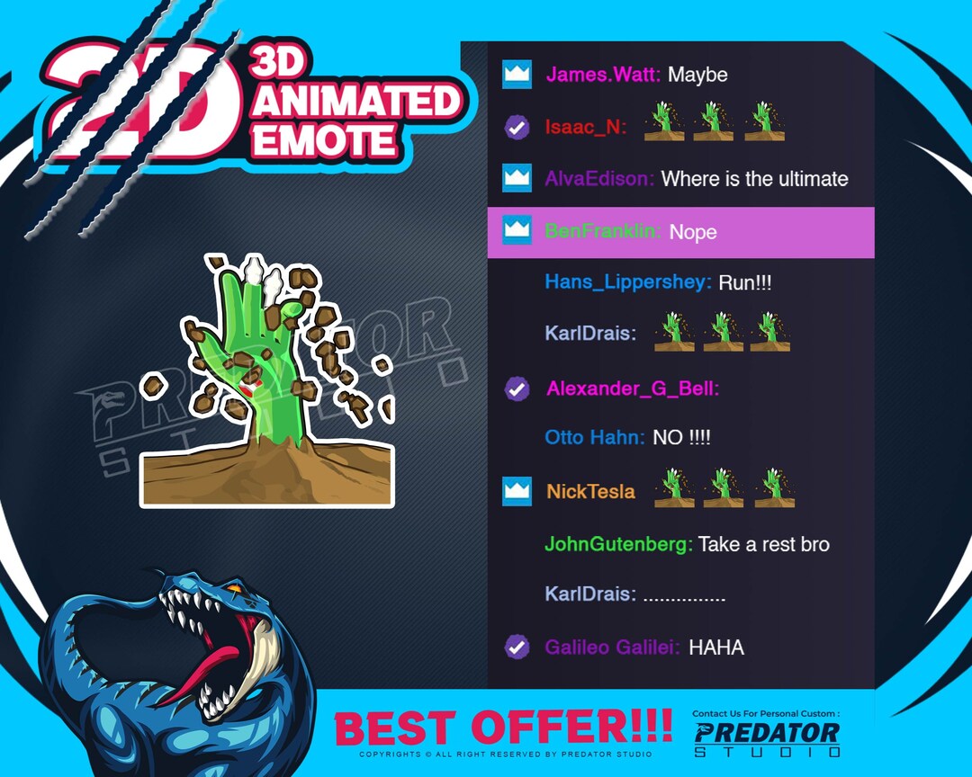 Zombie Arm 3D Animated Emote, Emotes Twitch, Horror Emote, Animated ...