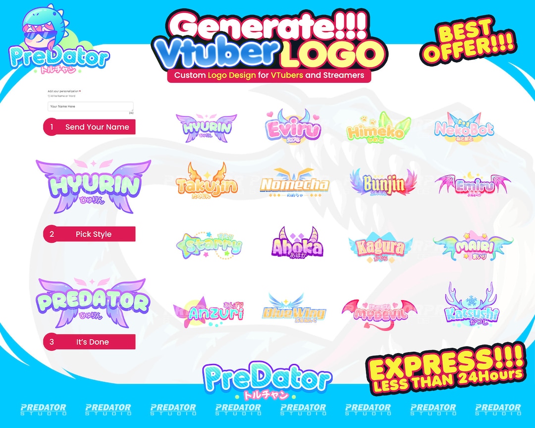 Designing Logo Templates for Vtubers and Streamers Vtuber - Etsy