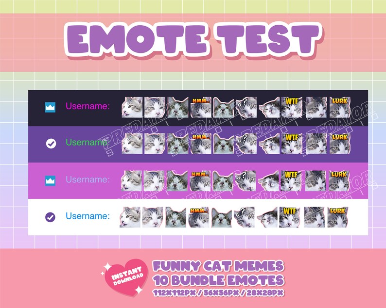 10 Cute Cat Memes Emote Pack 4 Animal Emotes Lurk Emotes - Etsy