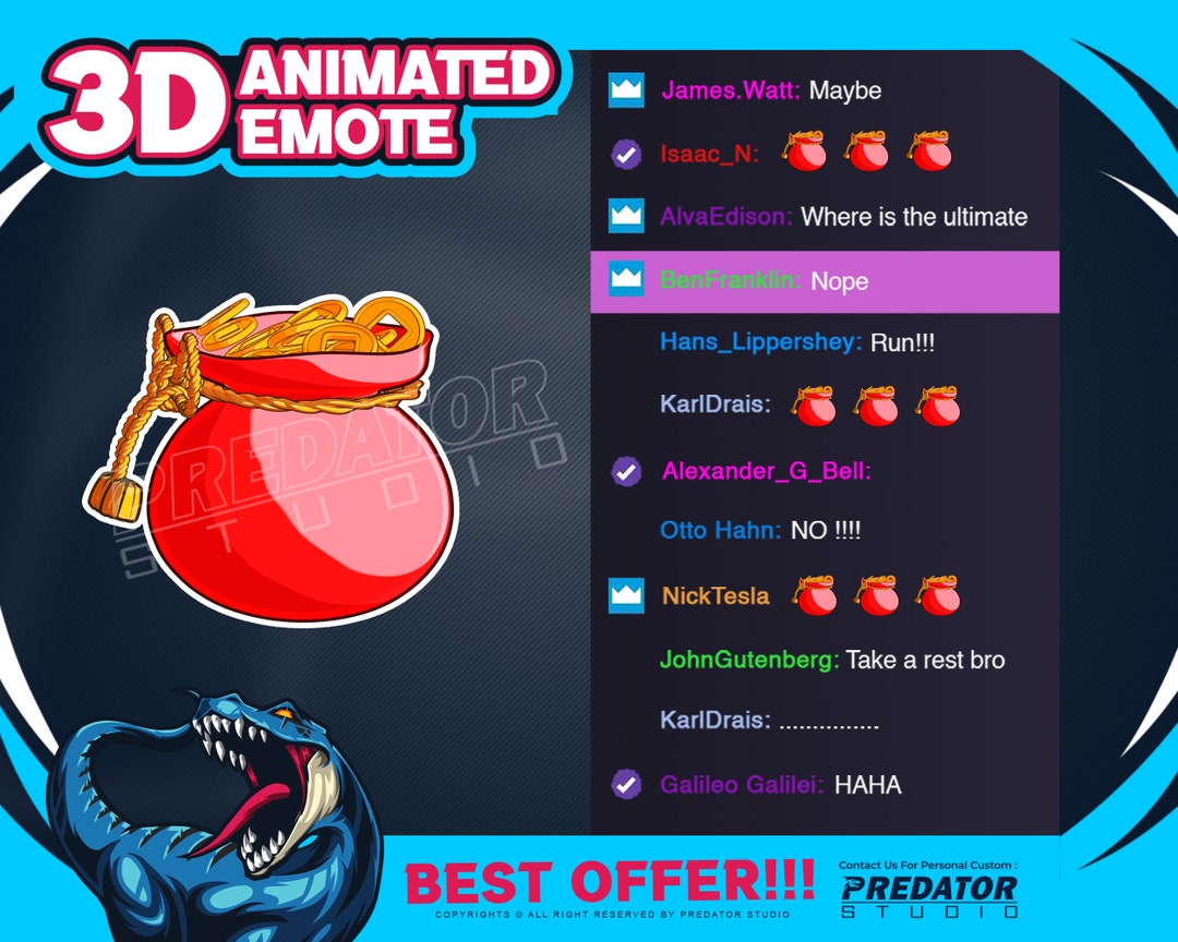3D Animated Chinese Money Bag Emote: Twitch/kick Streamer (GIF/PNG) - Etsy