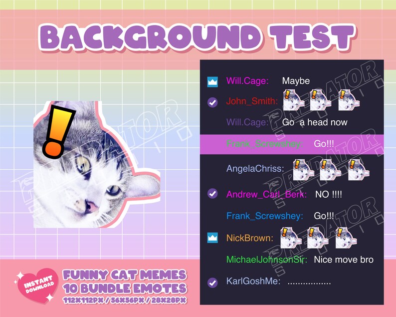 10 Cute Cat Memes Emote Pack 2 Emote Bundle Twitch Cat - Etsy