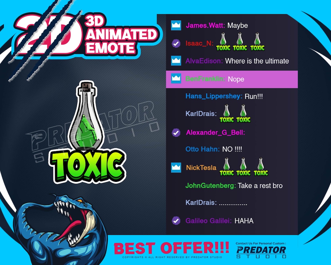 Toxic 3D Animated Emote, Streamer Emote (GIF & PNG) - Etsy