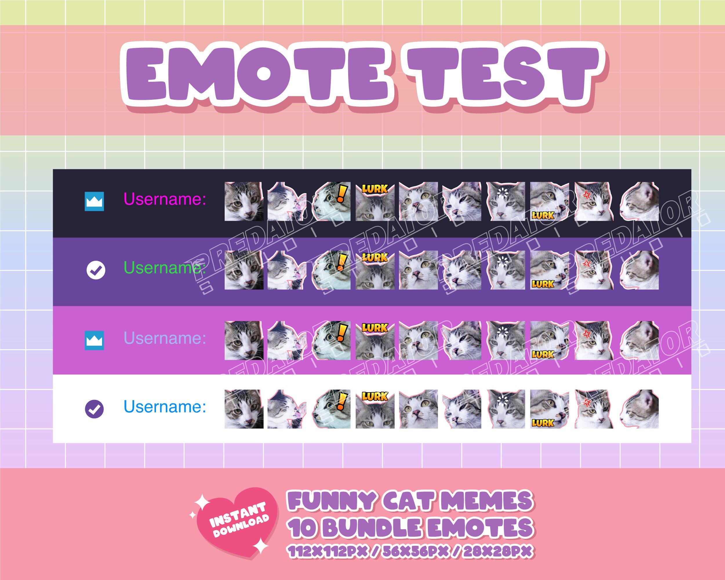 10 Cute Cat Memes Emote Pack 3 Kitty Emotes Cat Emote Emote - Etsy Hong ...