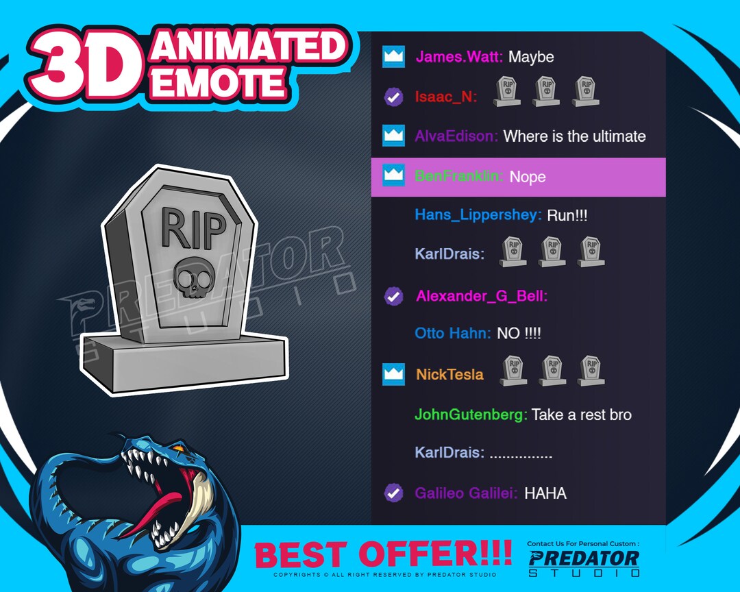 RIP 3D Animated Emote, Animated Emotes, Emotes Commission, Streamer ...