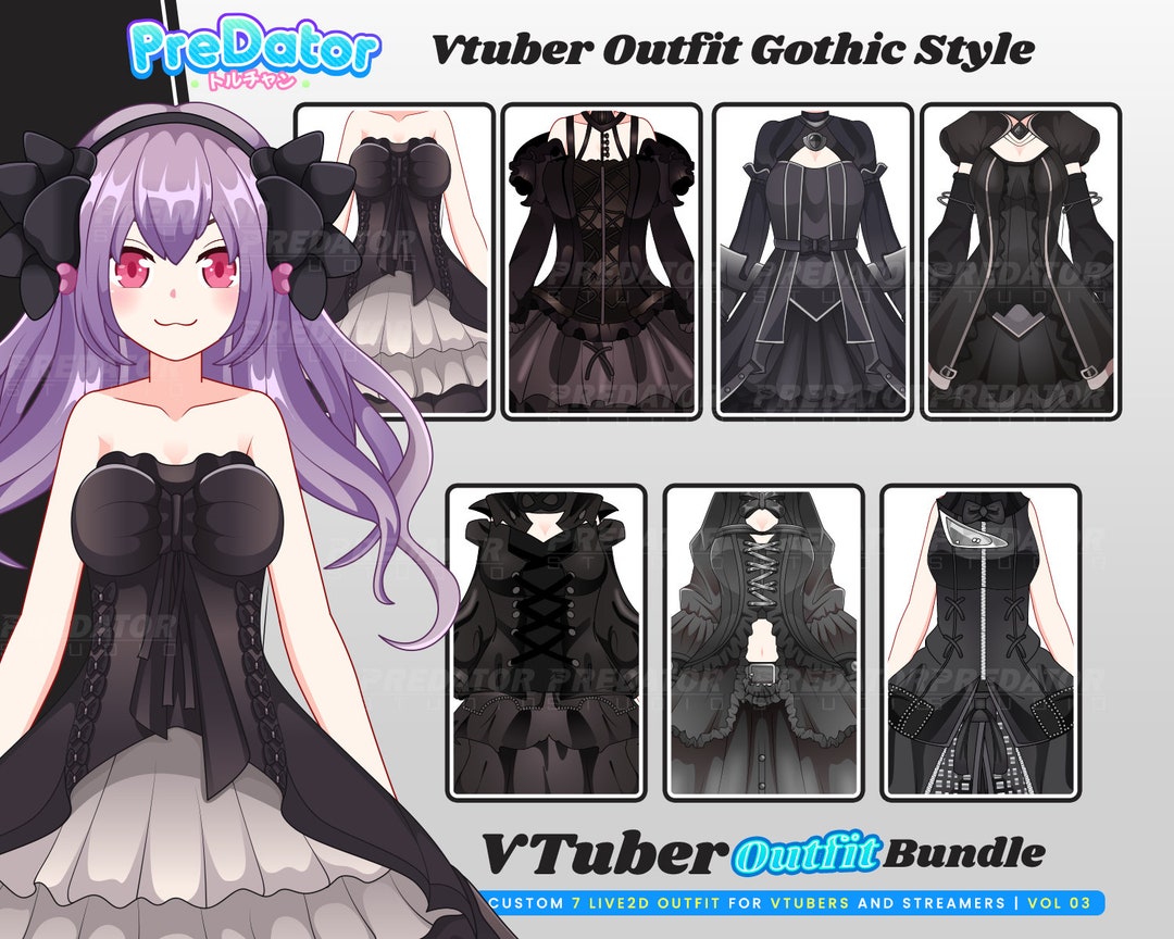 Enchanted Gothic Vtuber: Live2d Avatar, 7 Mystical Outfits, Magical Hairstyles & Expressions - Etsy