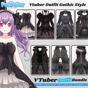 Enchanted Gothic Vtuber: Live2d Avatar, 7 Mystical Outfits, Magical Hairstyles & Expressions - Etsy