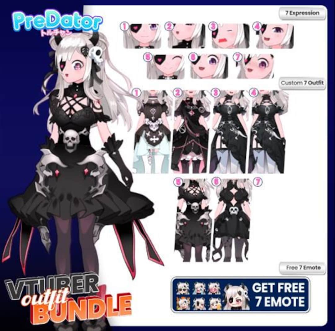 Customizable Vtuber Dark Fantasy Streamer Bundle: Gothic Live2d Vtuber ...